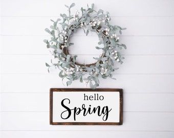 Hello Spring Wood Sign - Etsy