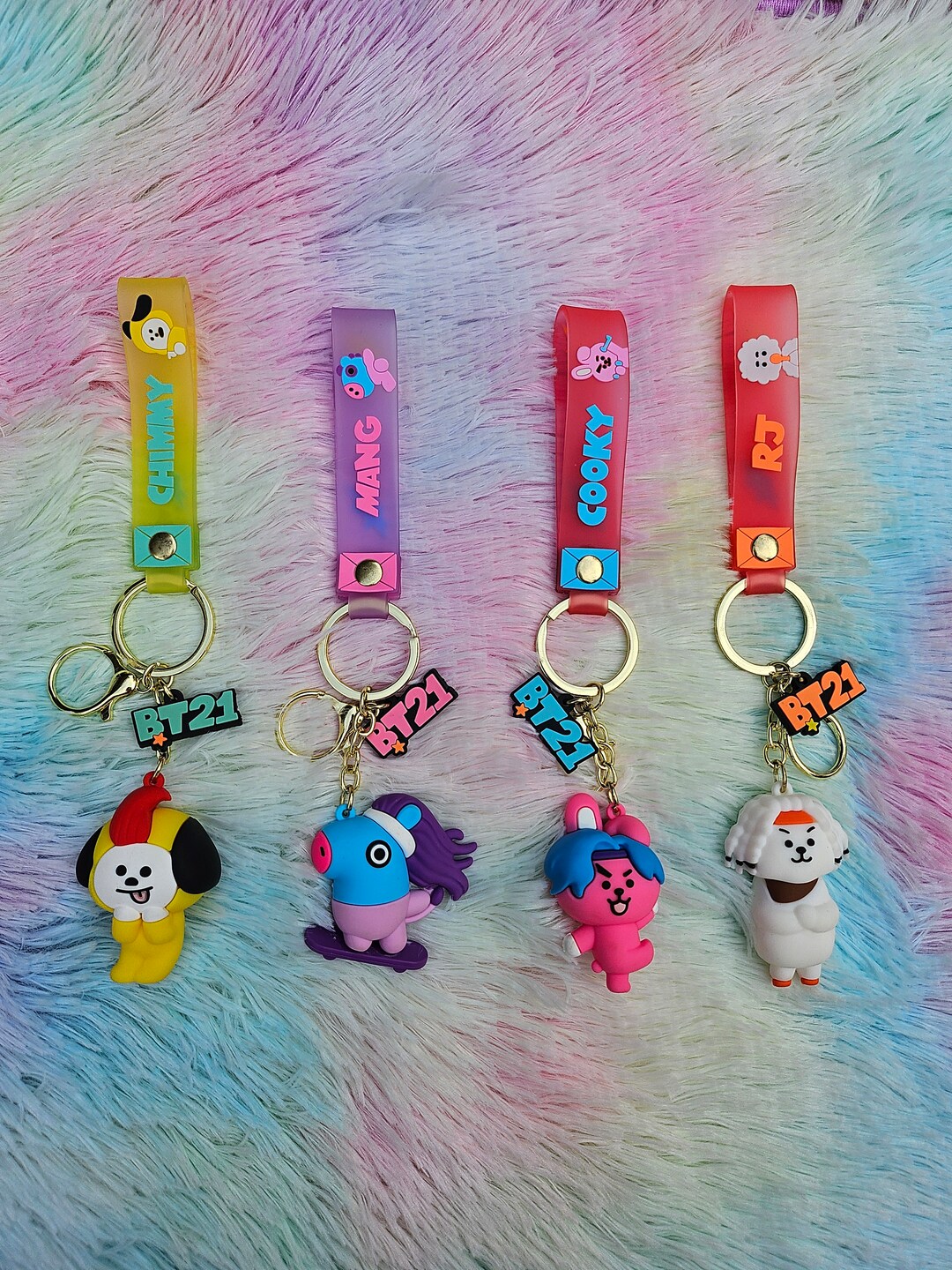 BT21 Silicone 3D Keychain, Bag Charms Keyring, K-pop Bias Keychain ...