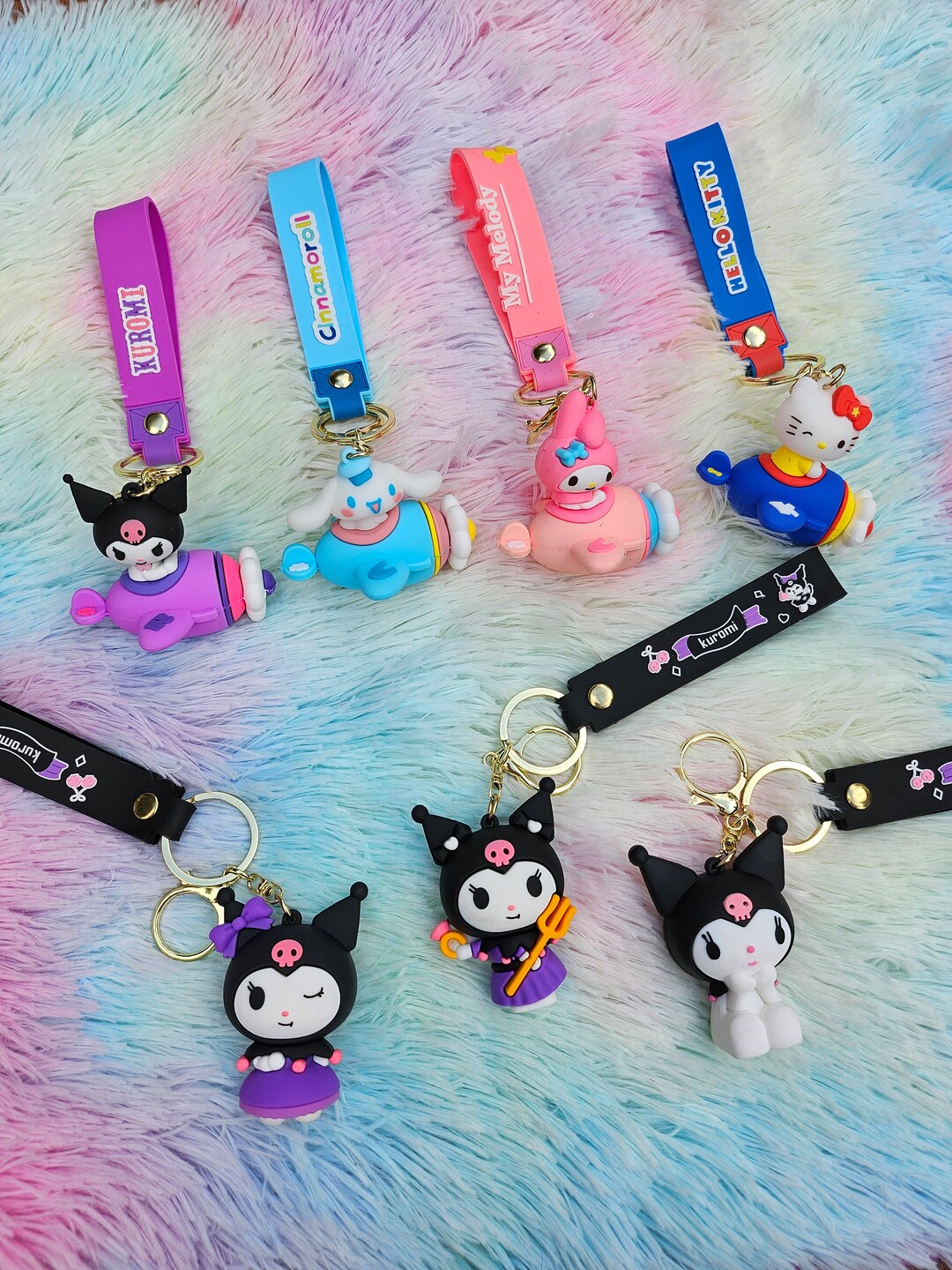 HK and Friends Airplane Keychain, Kuromi Cinna 3D Silicone Keychain ...