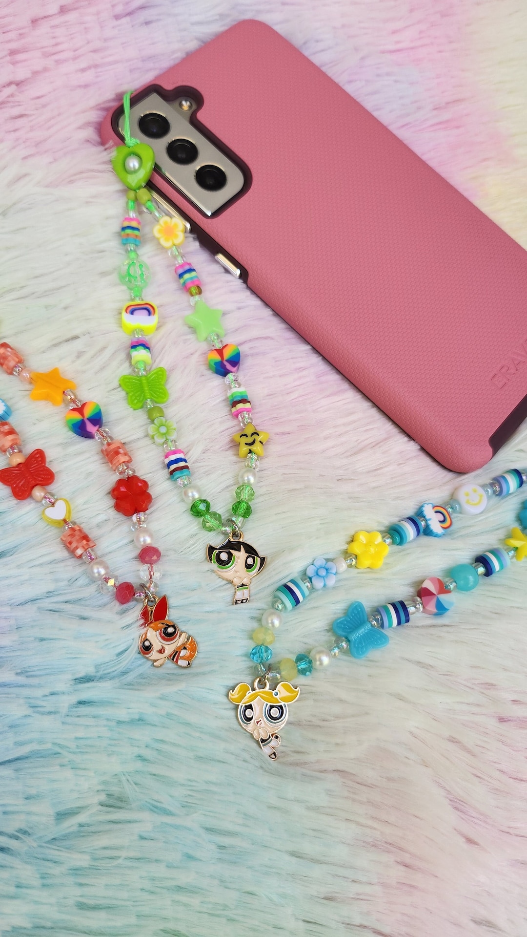 Powerpuff Girls Custom Phone Strap - Beaded Phone Charm Lanyard ...