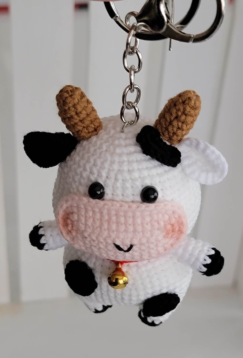Hand Crochet Cow Key Chain Cow Amigurumi Keychain Bag - Etsy