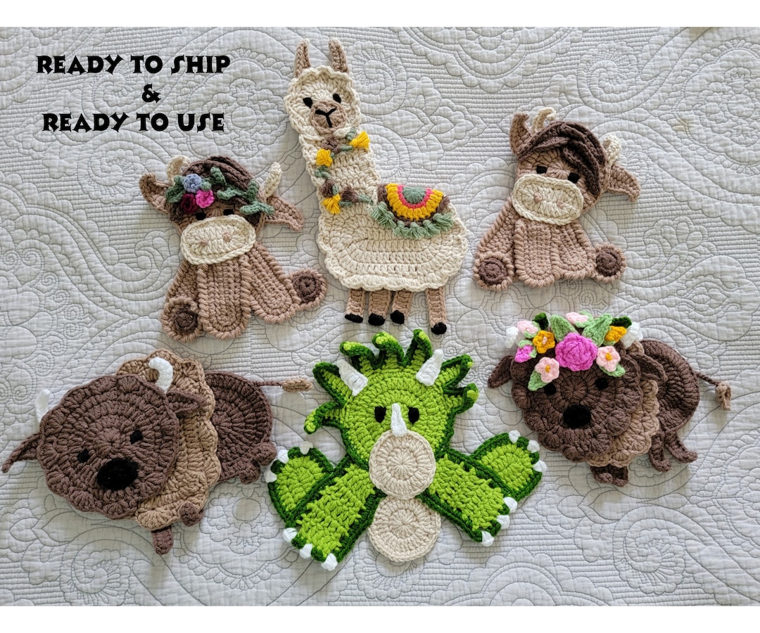 Ready to Use Crochet Applique, Animal Applique, Crochet Buffalo ...
