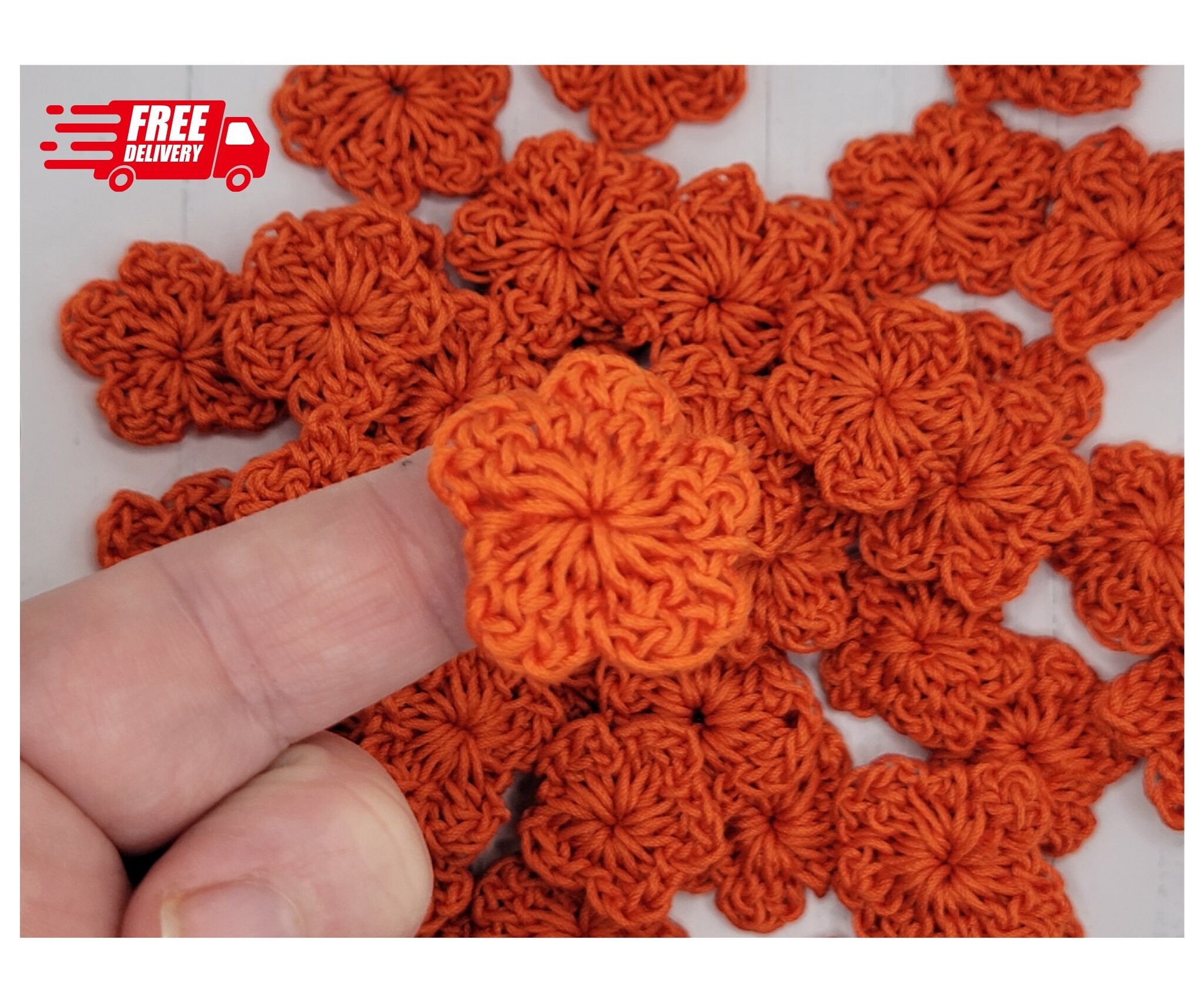 Crochet Mini Flowers 1, Ready to Use Crochet Flowers Applique, , Bulk ...
