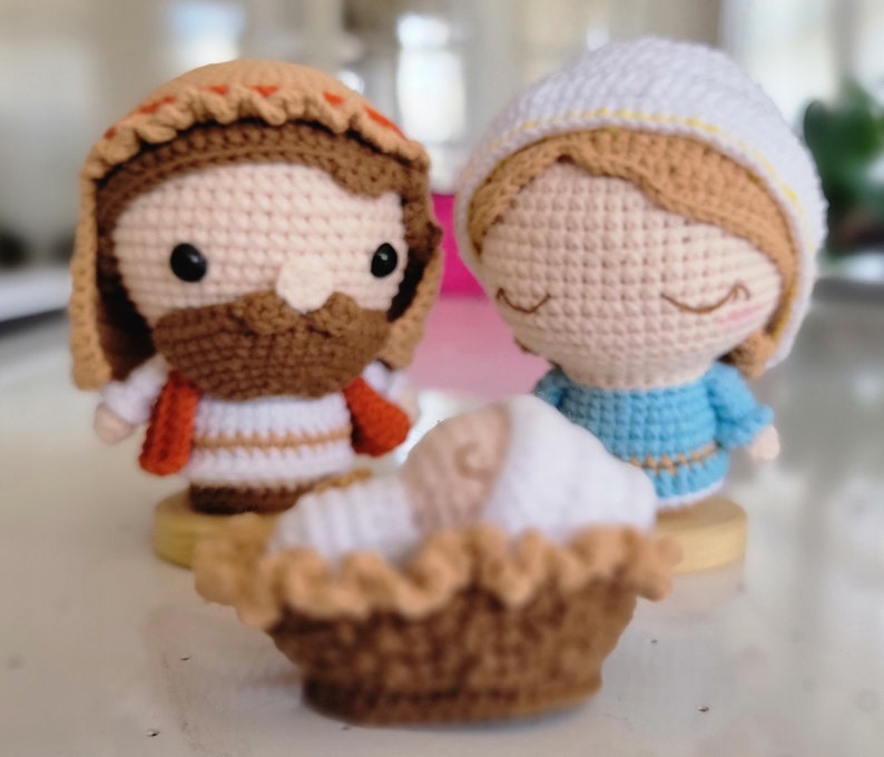 Hand Crochet Nativity , Amigurumi Jesus Mary and Joseph , 3pc - Etsy