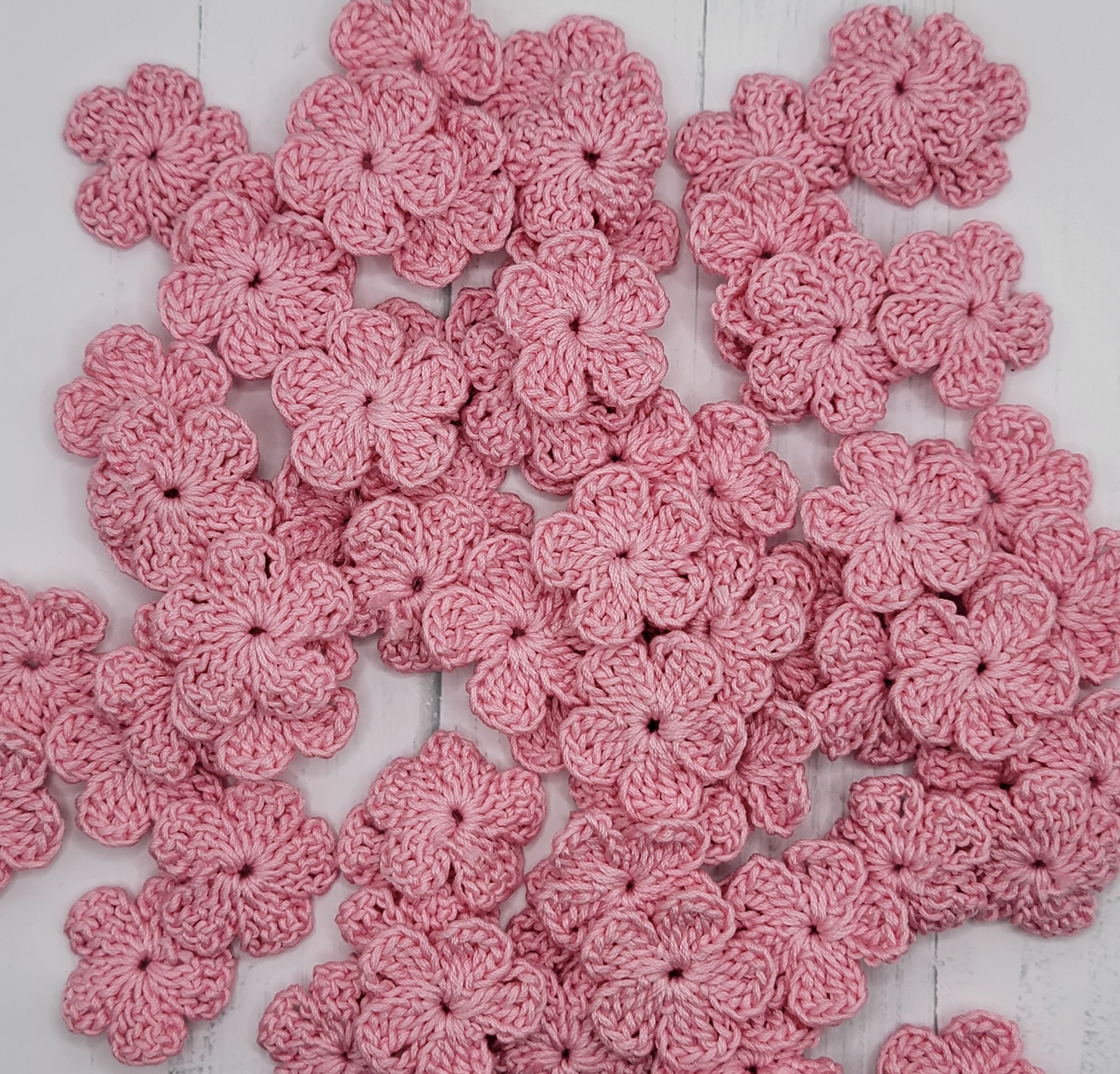Crochet Pink Mini Flowers 1, Ready to Use Crochet Flowers Applique ...