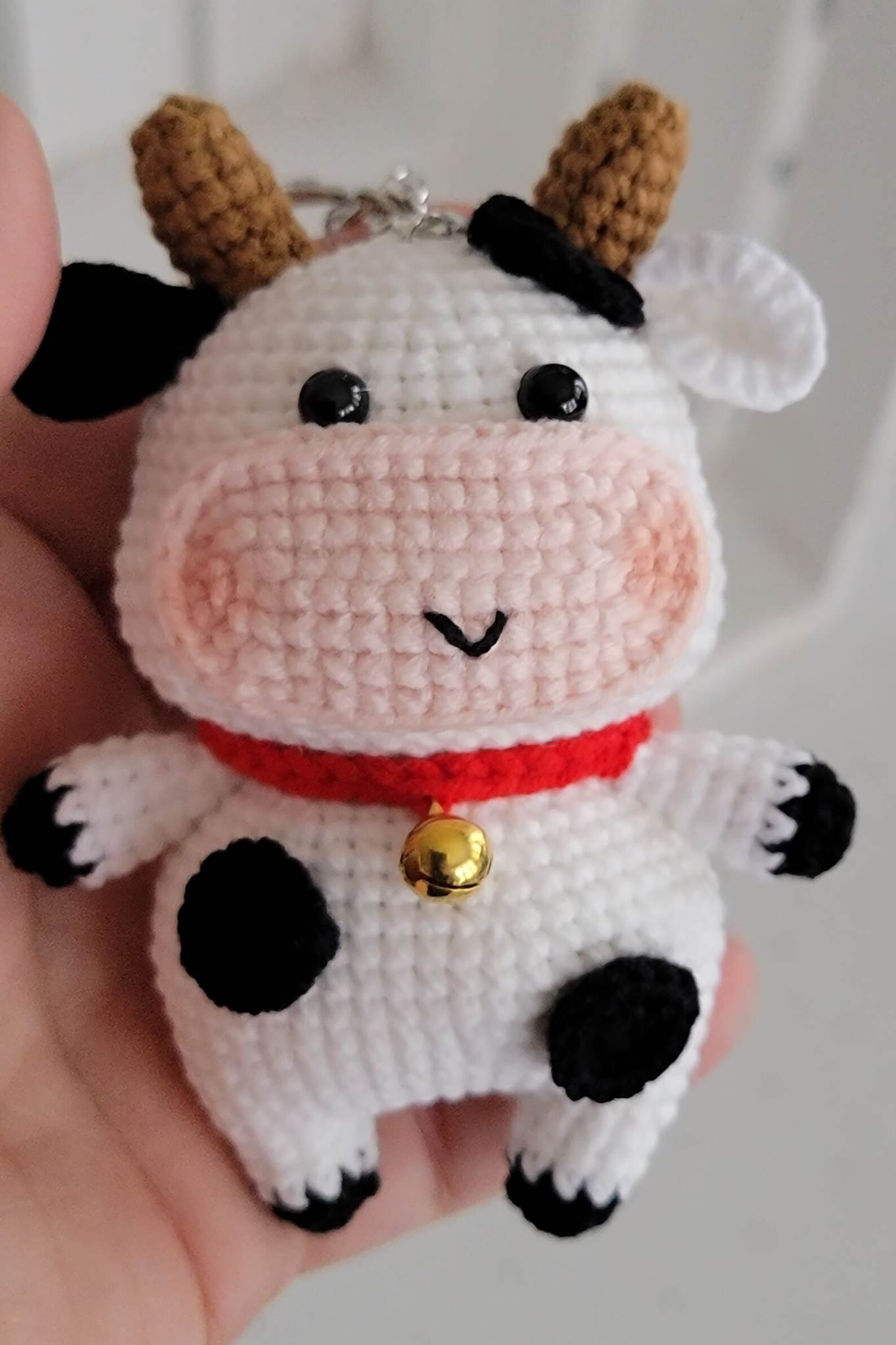 Hand Crochet Cow Key Chain Cow Amigurumi Keychain Bag - Etsy