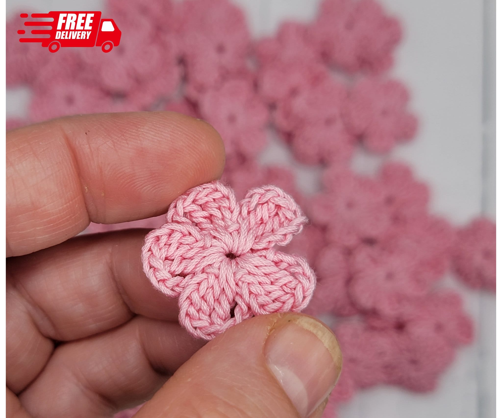 Crochet Pink Mini Flowers 1, Ready to Use Crochet Flowers Applique ...