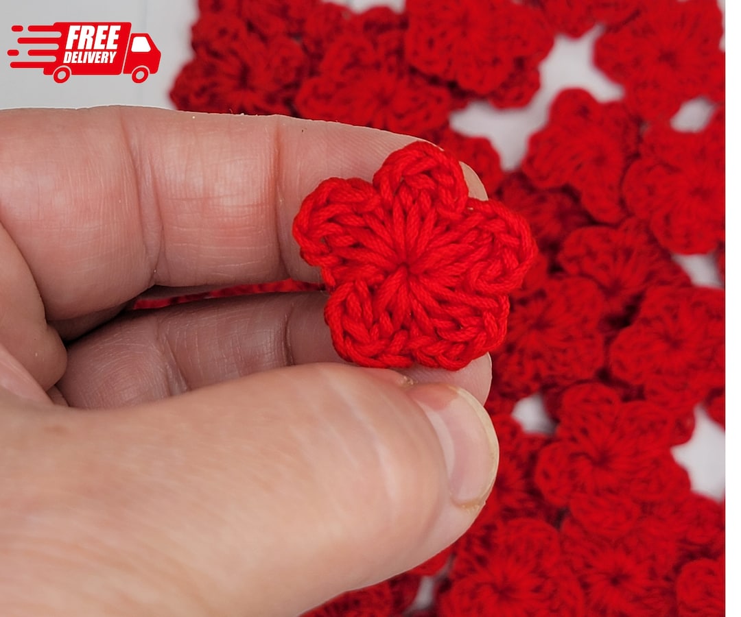 Crochet Mini Flowers 1", Ready to Use Crochet Flowers Applique, , Bulk ...