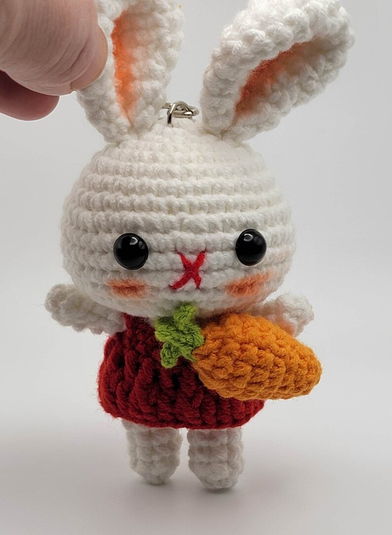 Hand Crochet Mini Bunny Amigurumi , Handmade Crochet Hare Keychain ...