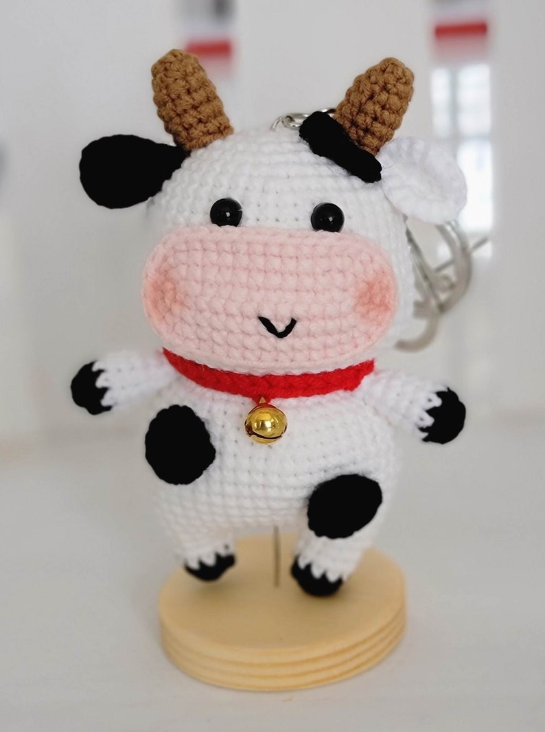 Hand Crochet Cow Key Chain Cow Amigurumi Keychain Bag - Etsy