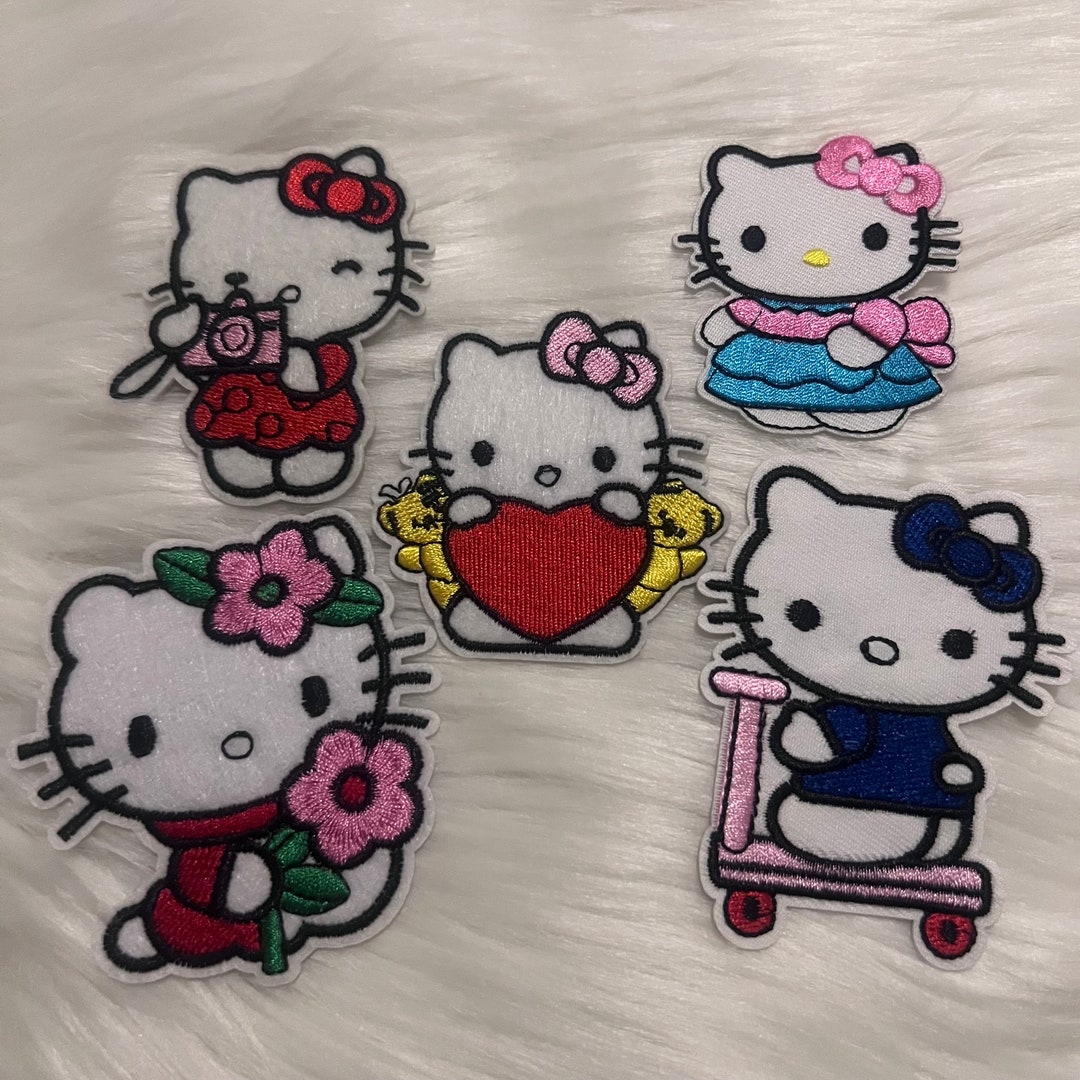 5 Hello Kitty Iron on Patch, Sew on Patch,embroidered,embroidery, Applique Patches for Jacket ...