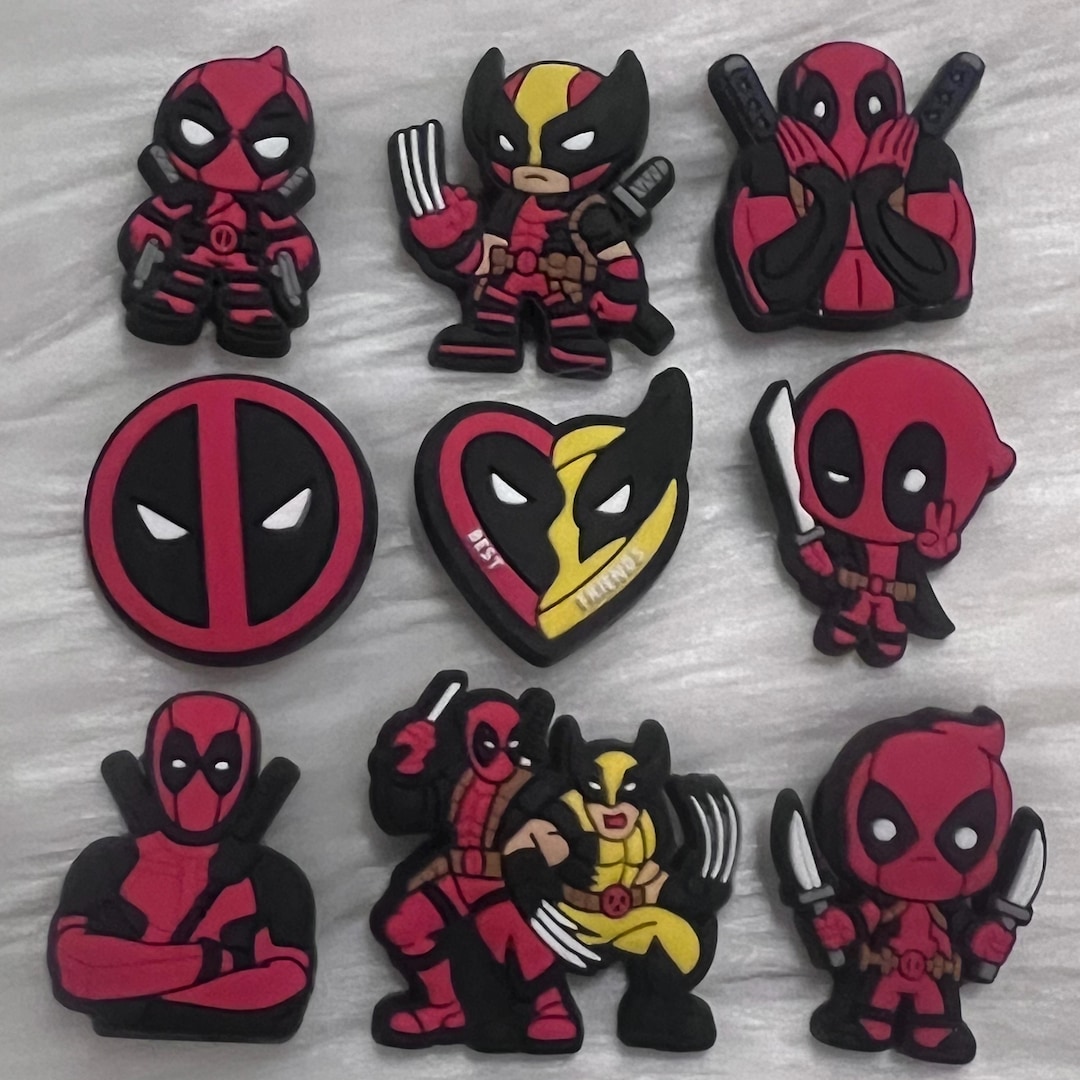 Deadpool Croc Shoe Charm Set, 9 Piece • Wolverine Charms for Croc Shoe ...