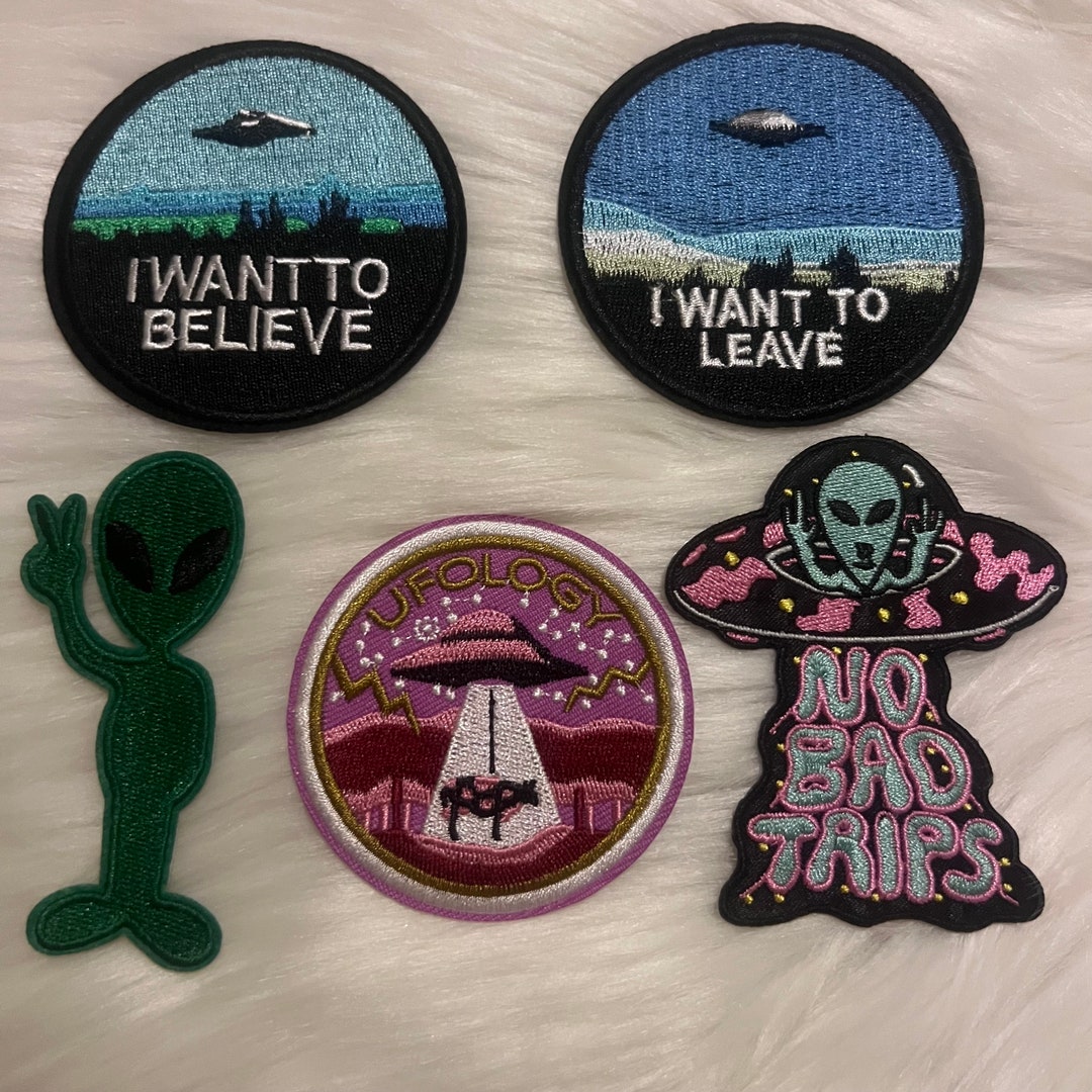 5 UFO Alien Iron on Patch, Sew on Patch,embroidered,embroidery ...