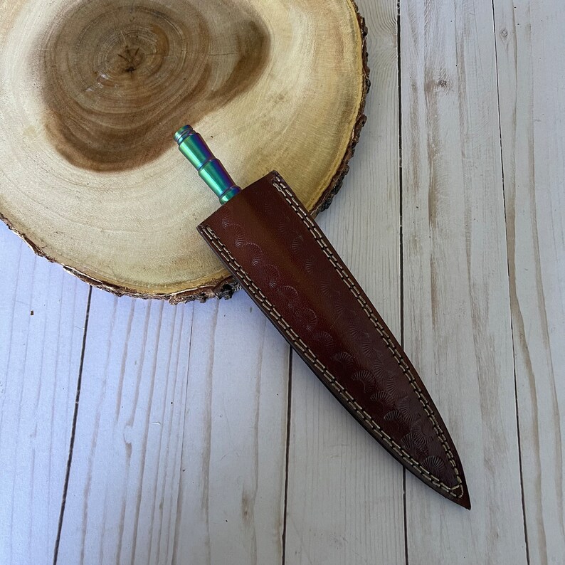 Multi Colour Damascus Tri Dagger Knife With Sheath, Gift for Him ...