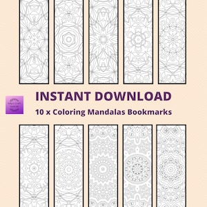 Printable 10 X Mandala Coloring Bookmarks, Instant Download PDF - Etsy