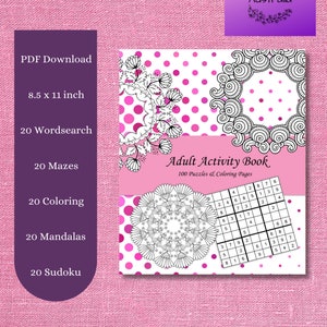 Printable Adult Activity Book PDF Digital Download 100 Puzzles ...