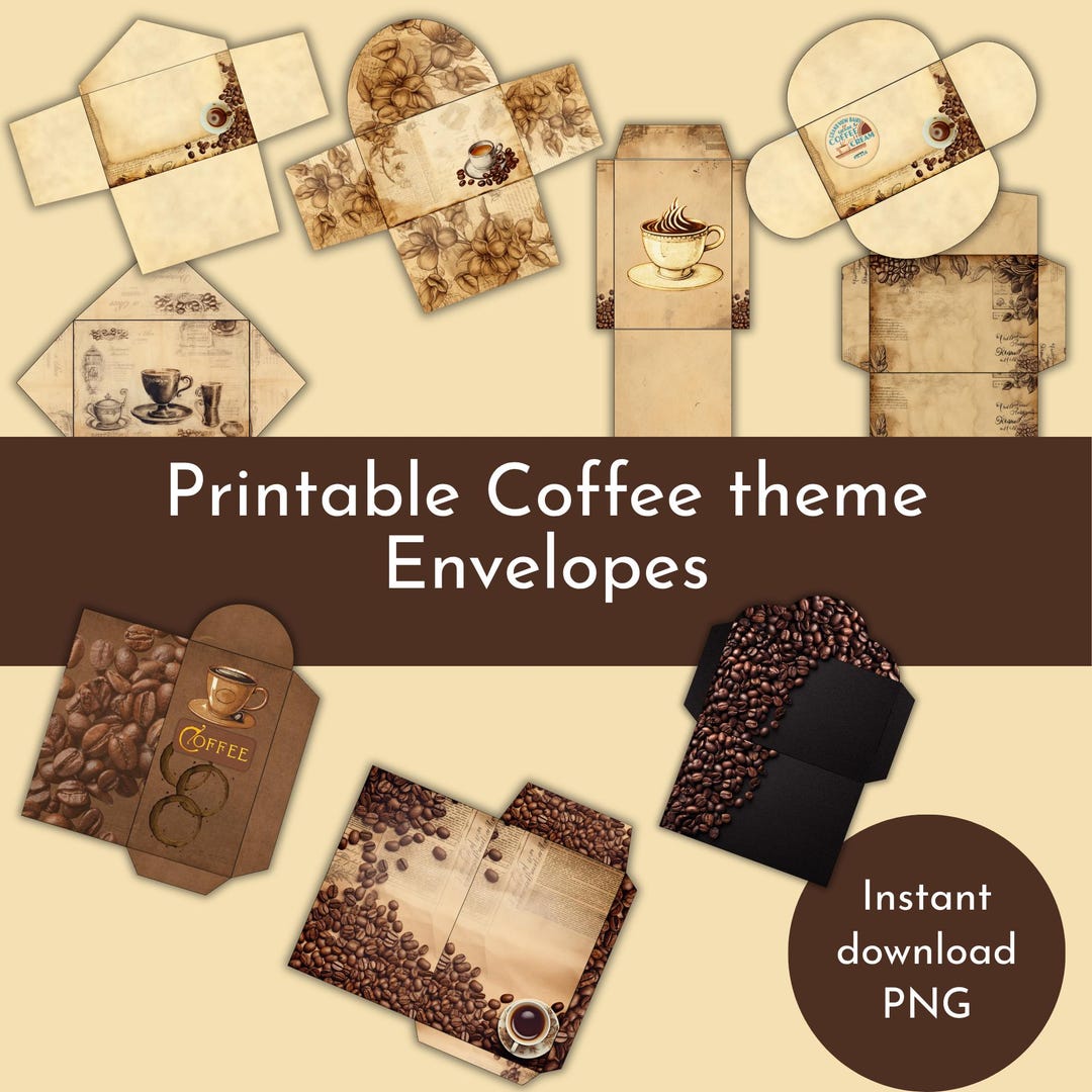 Printable Coffee Theme Envelopes, Scrapbook, Junk Journal ...