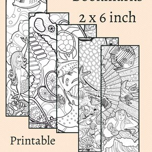 Printable 10 X Ocean Coloring Themed Bookmarks Set 2, Mermaids and ...