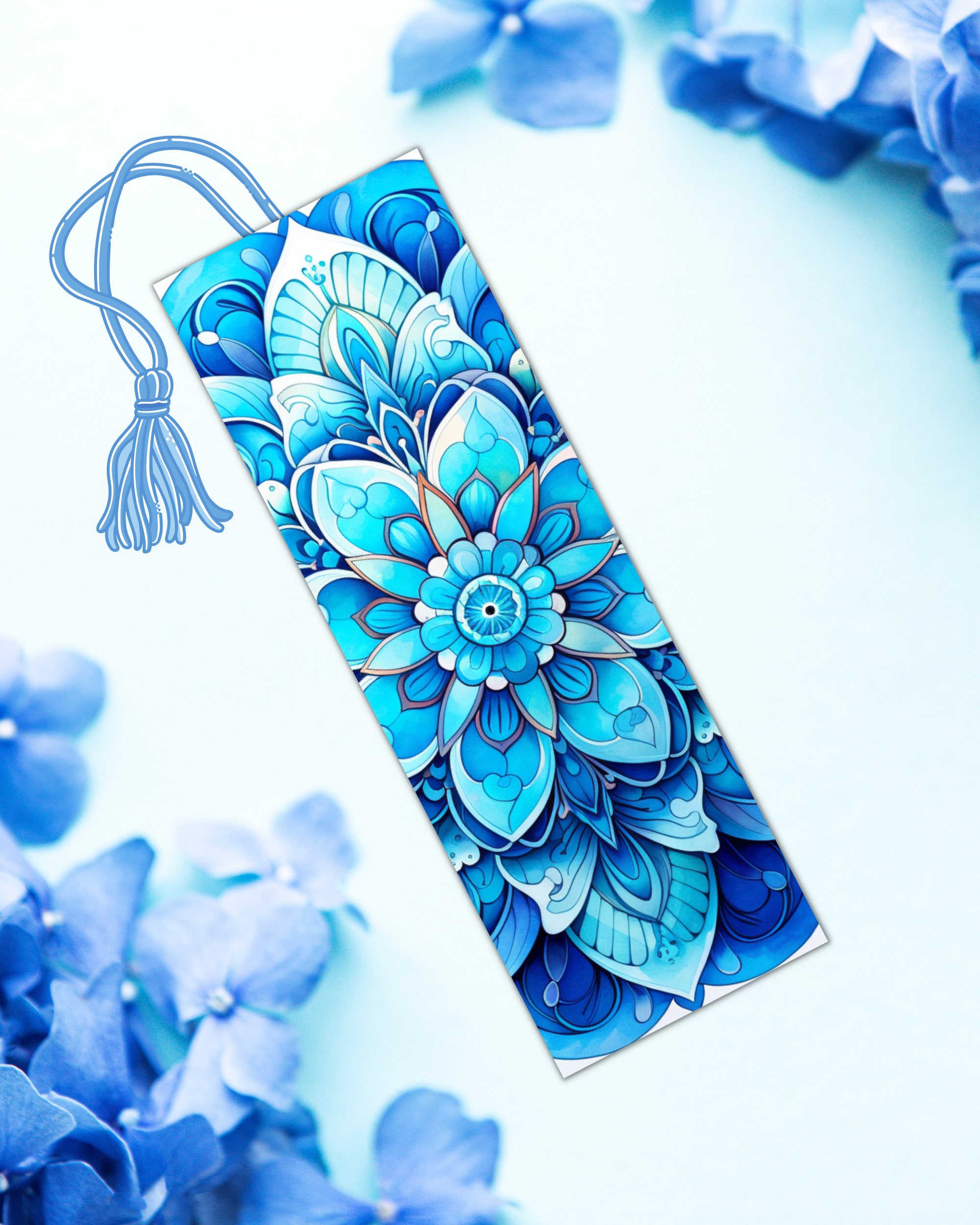Printable 10 X Blue Themed Mandala Bookmarks, Instant Download PDF - Etsy