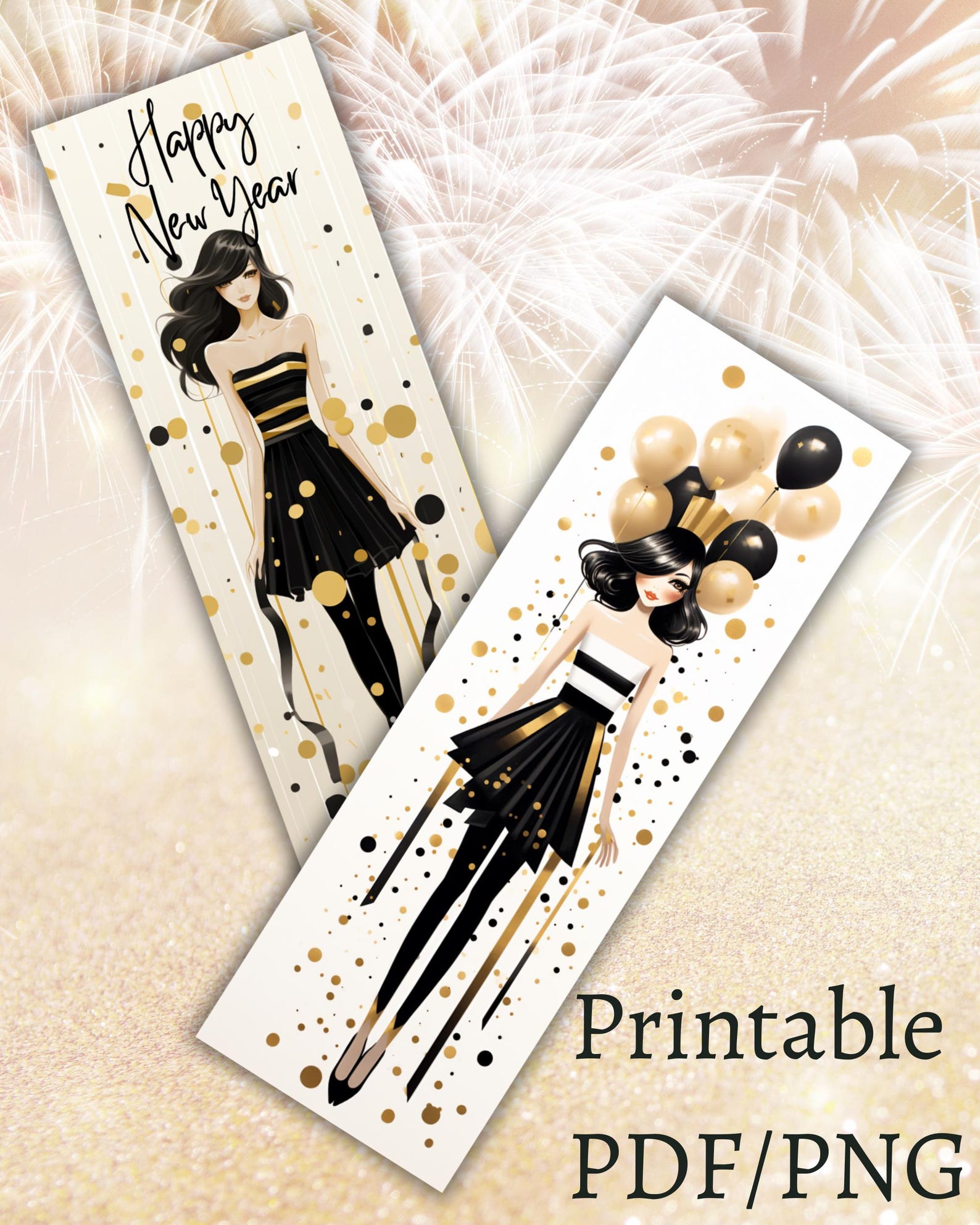 Printable 10 X Happy New Year Bookmarks, Instant Download PDF/PNG - Etsy