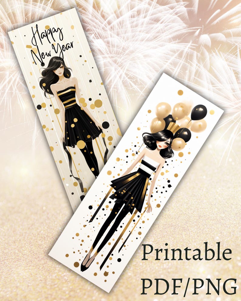Printable 10 X Happy New Year Bookmarks, Instant Download PDF/PNG - Etsy