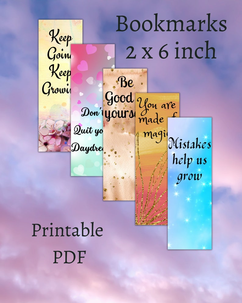 Printable 10 X Positivity Themed Bookmarks, Instant Download PDF - Etsy