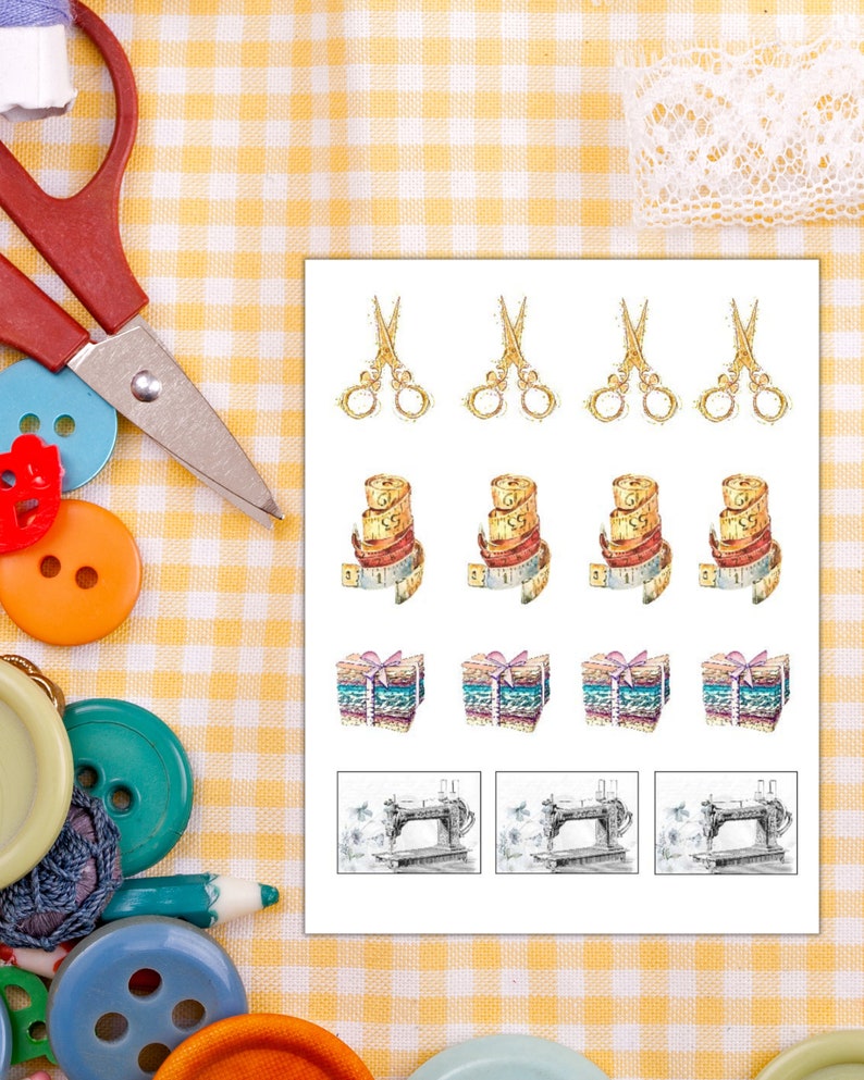 Printable Sewing Stickers Sheet, Ephemera Stickers, Digital Stickers ...