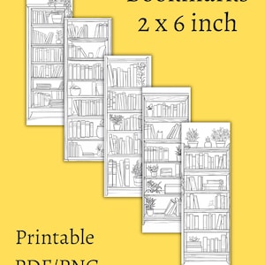 Printable 10 X Bookcase Coloring Bookmarks, Instant Download PDF/PNG - Etsy