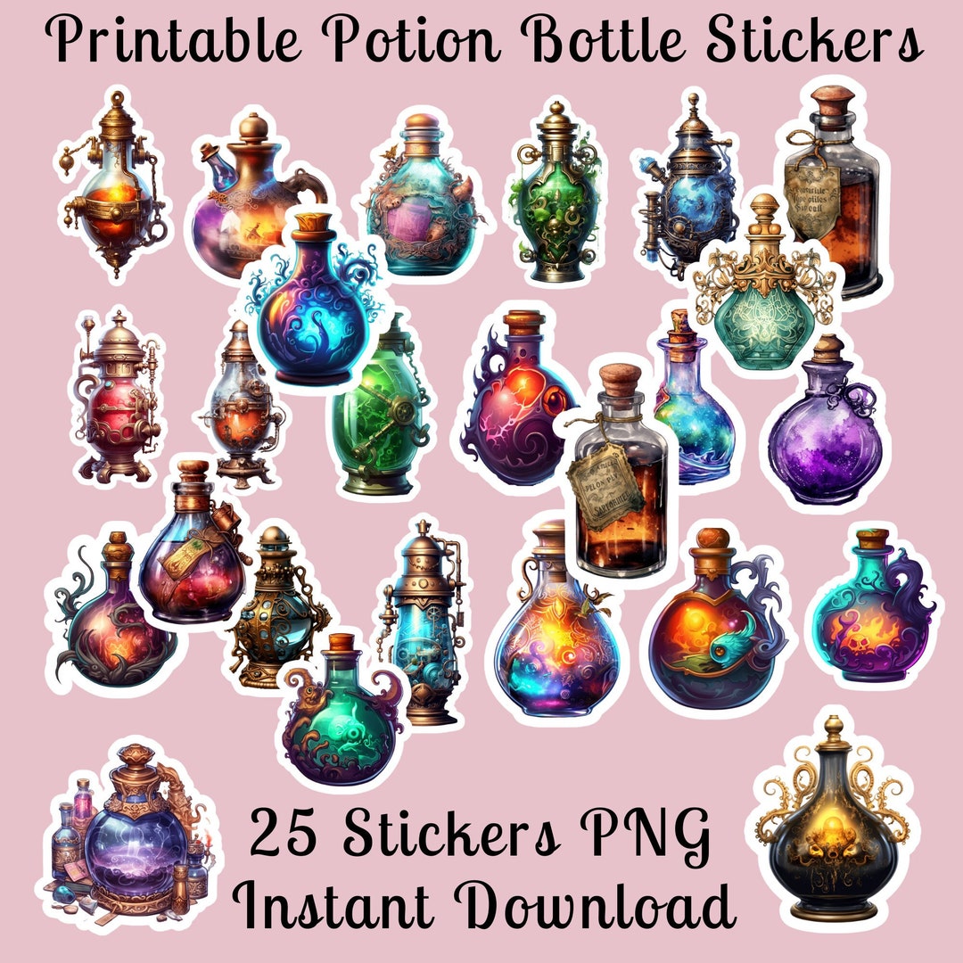 Printable Potion Bottle Stickers, Digital Stickers, Instant Download ...