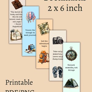 Printable 10 X Travel Themed Bookmarks, Junk Journal Ephemera, Instant ...