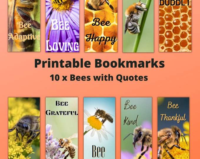 Bee Bookmarks - Quotes - Printable - Set of Four - Books - Etsy Canada