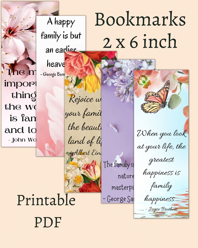 Printable 10 X Family Quotes Bookmarks, Instant Download PDF - Etsy