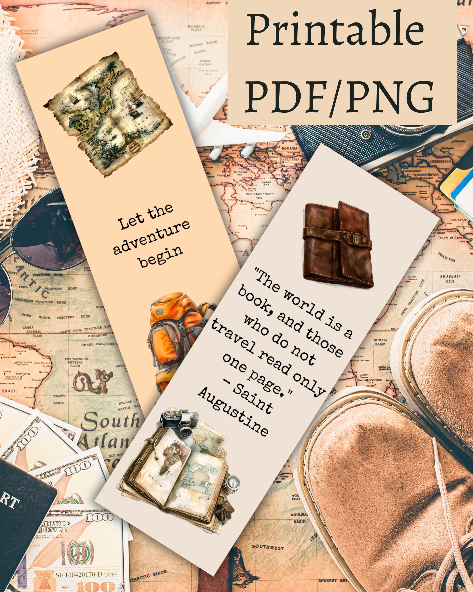 Printable 10 X Travel Themed Bookmarks, Junk Journal Ephemera, Instant ...