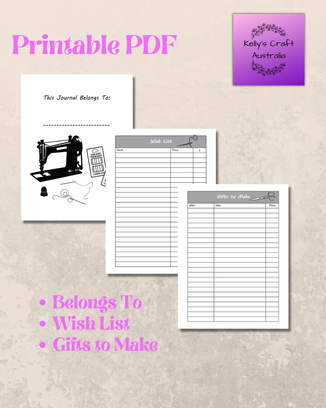 Printable Sewing Journal, Sewing Planner Organiser Instant Download PDF ...