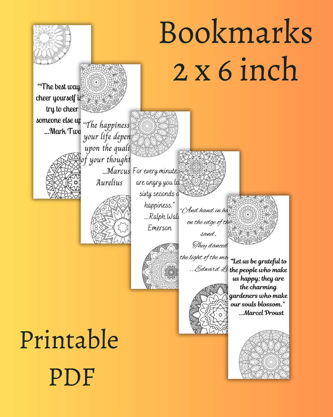 Printable 10 X Happiness Quotes Coloring Bookmarks, Instant Download ...