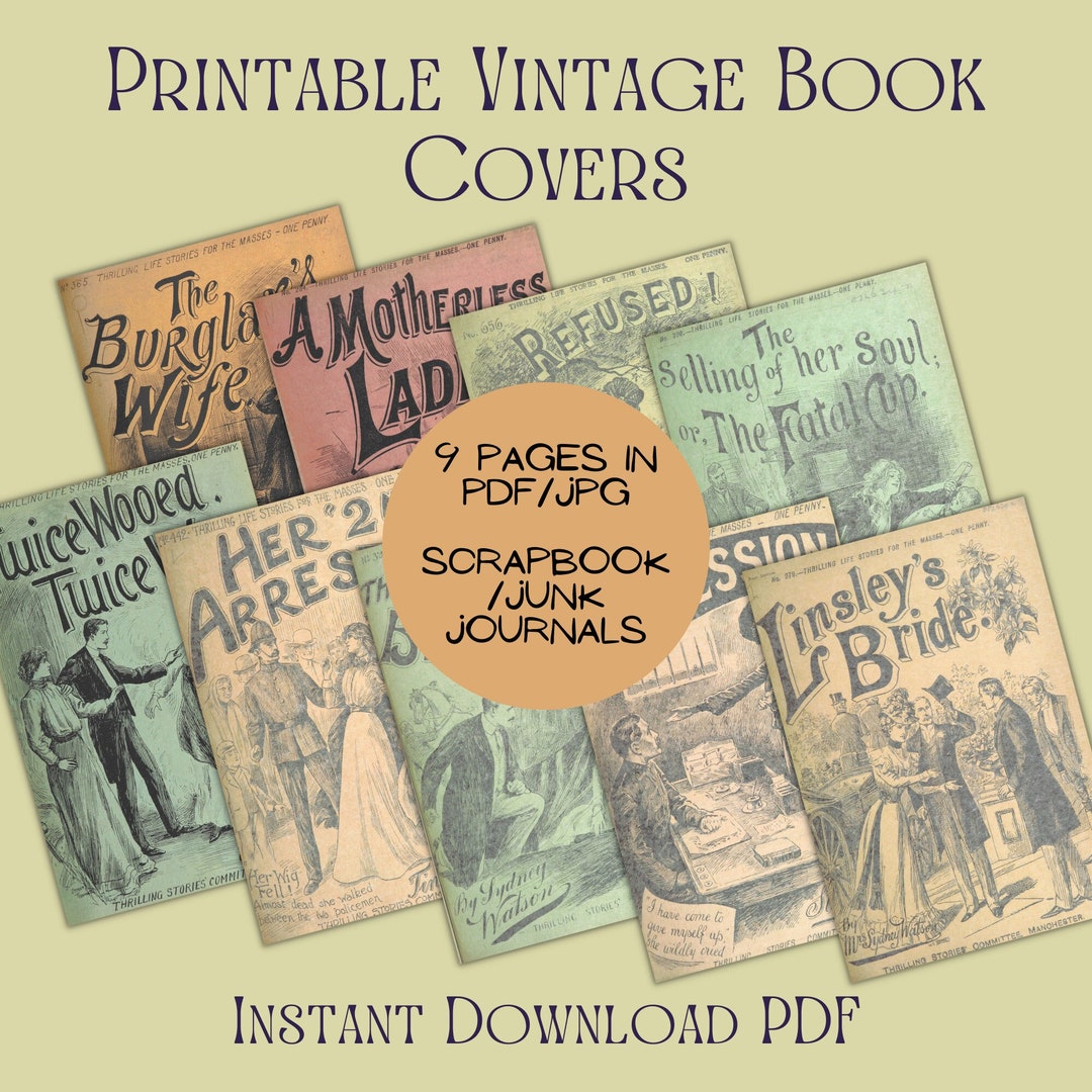 Printable Vintage Book Covers Digital Scrapbook Paper - Instant ...