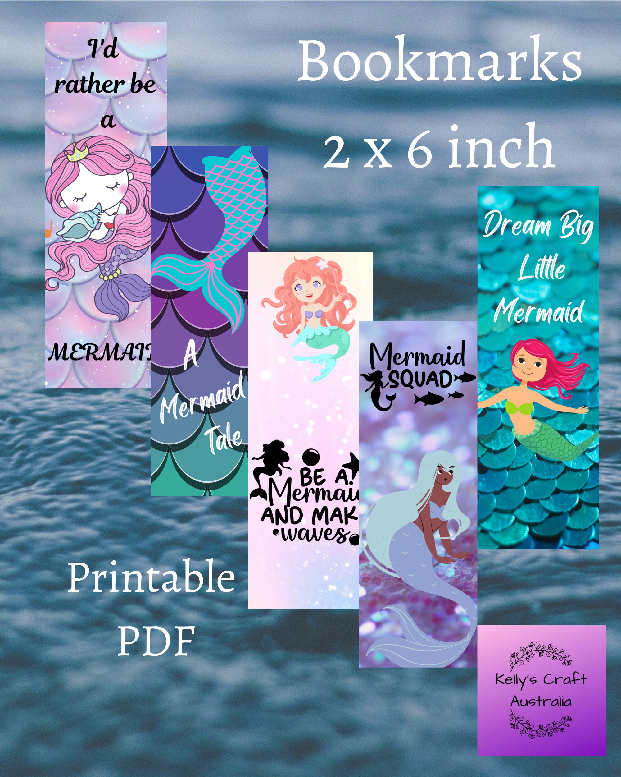 Printable 10 X Mermaid Bookmarks, Instant Download PDF - Etsy
