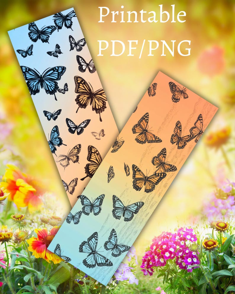 Printable 10 X Butterfly Bookmarks, Instant Download PDF - Etsy