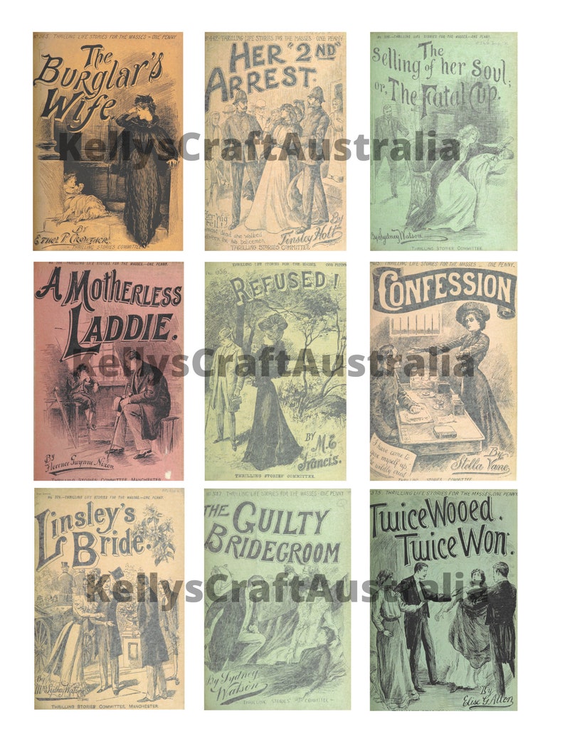 Printable Vintage Book Covers Digital Scrapbook Paper - Instant ...