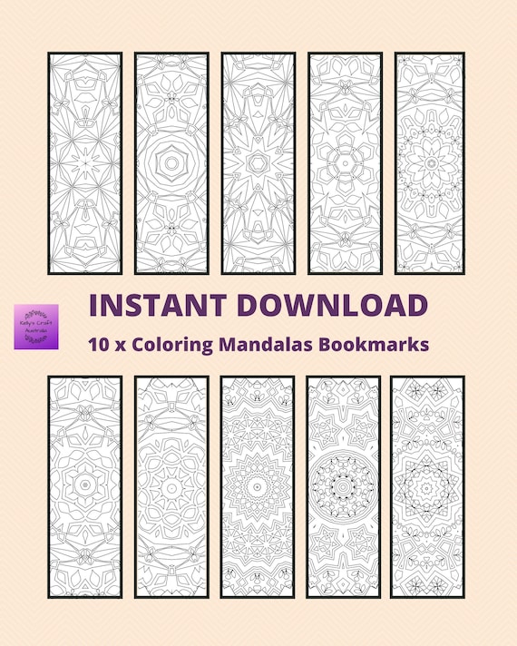 Printable 10 X Mandala Coloring Bookmarks Instant Download - Etsy