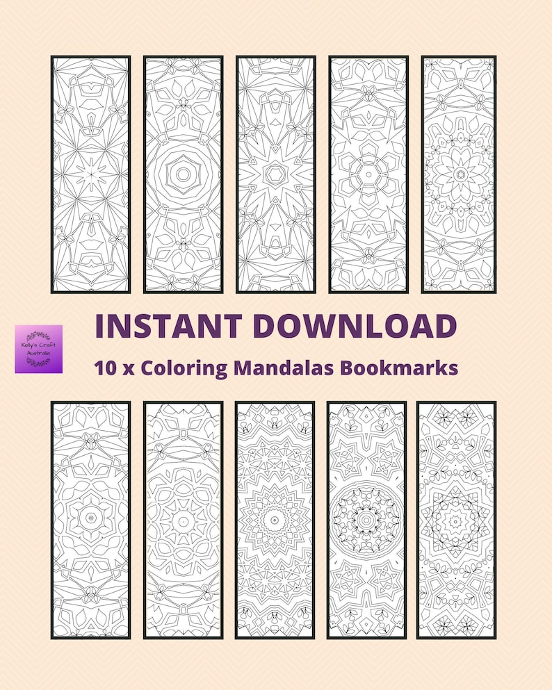 Printable 10 X Mandala Coloring Bookmarks, Instant Download PDF/PNG - Etsy