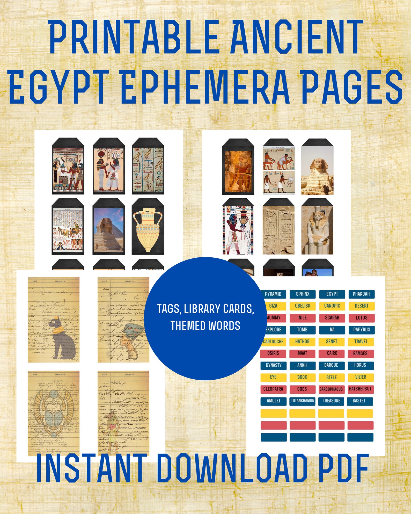 Printable Ancient Egypt Scrapbook, Junk Journal Vintage Paper Craft ...