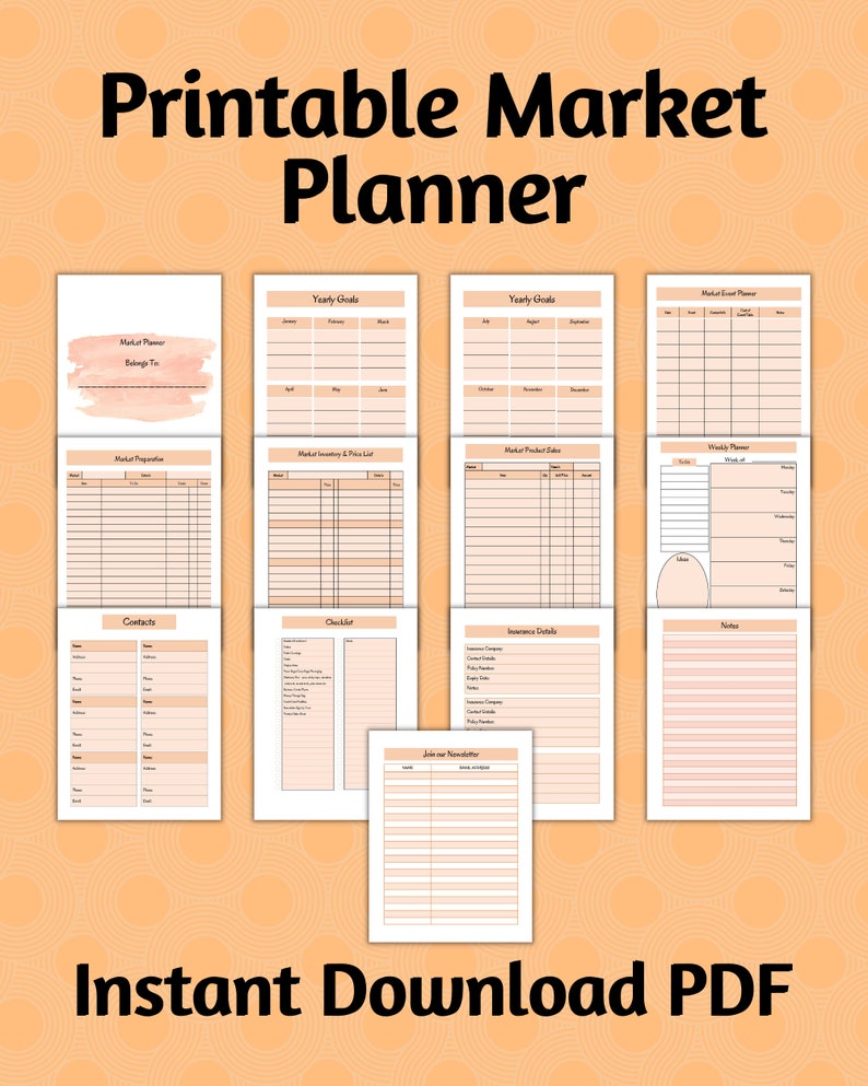 Printable Market and Fairs Planner, Craft Show Planner, Instant ...