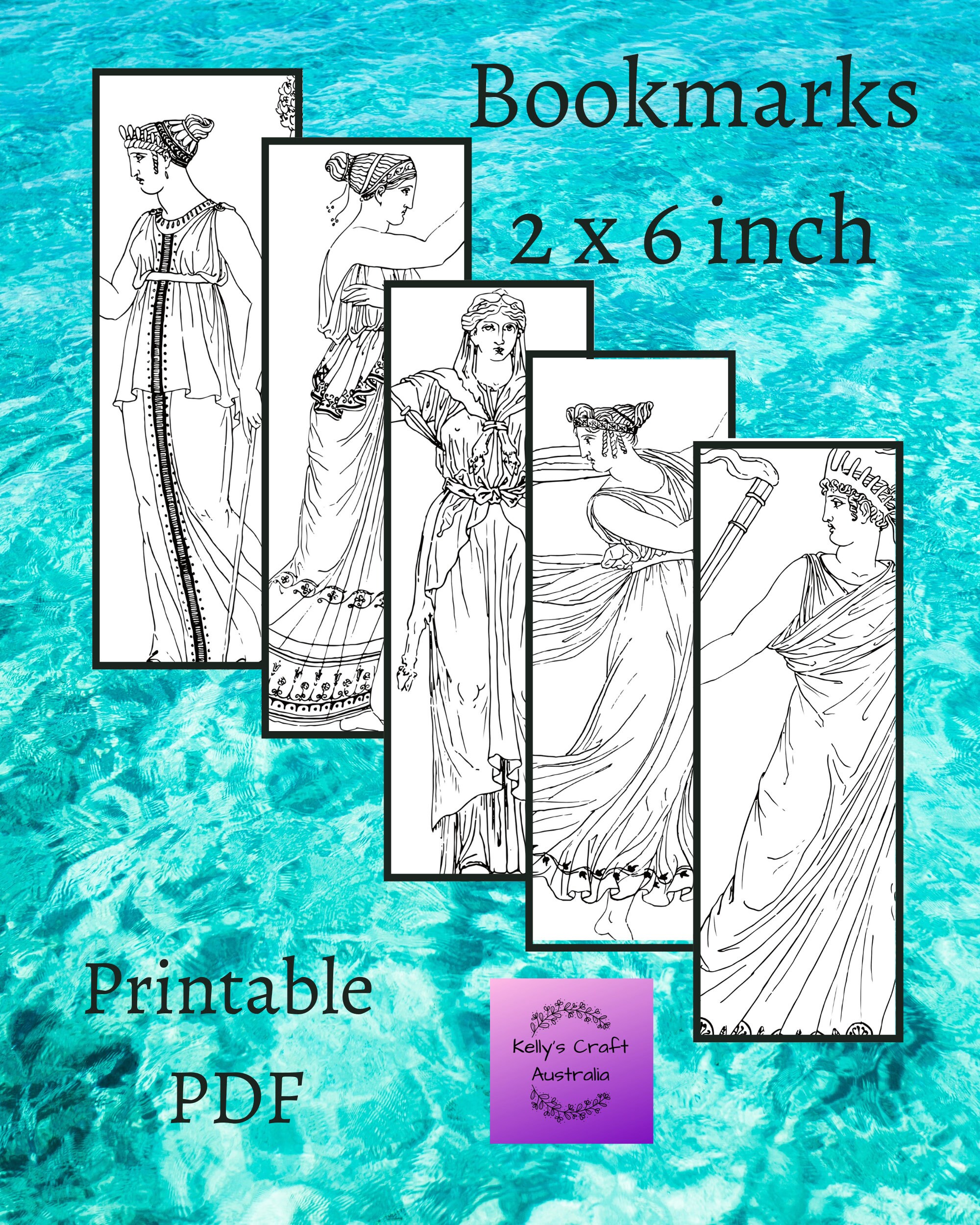 Printable 10 X Ancient Greek Ladies Bookmarks, Instant Download PDF/PNG ...