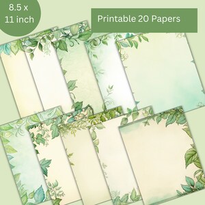 Printable Mint Leaves Paper Pack, 20 Scrapbook Junk Journal Background ...