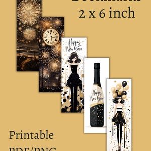 Printable 10 X Happy New Year Bookmarks, Instant Download PDF/PNG - Etsy