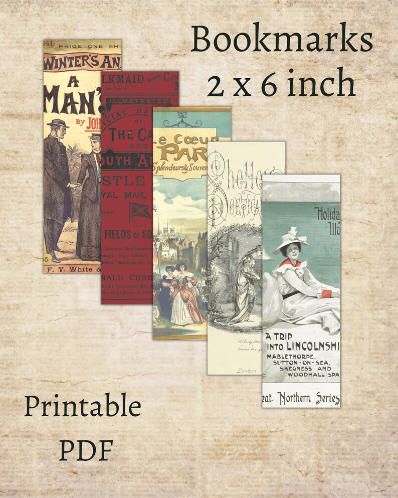 Printable 10 X Vintage Book Covers Bookmarks Instant Download - Etsy