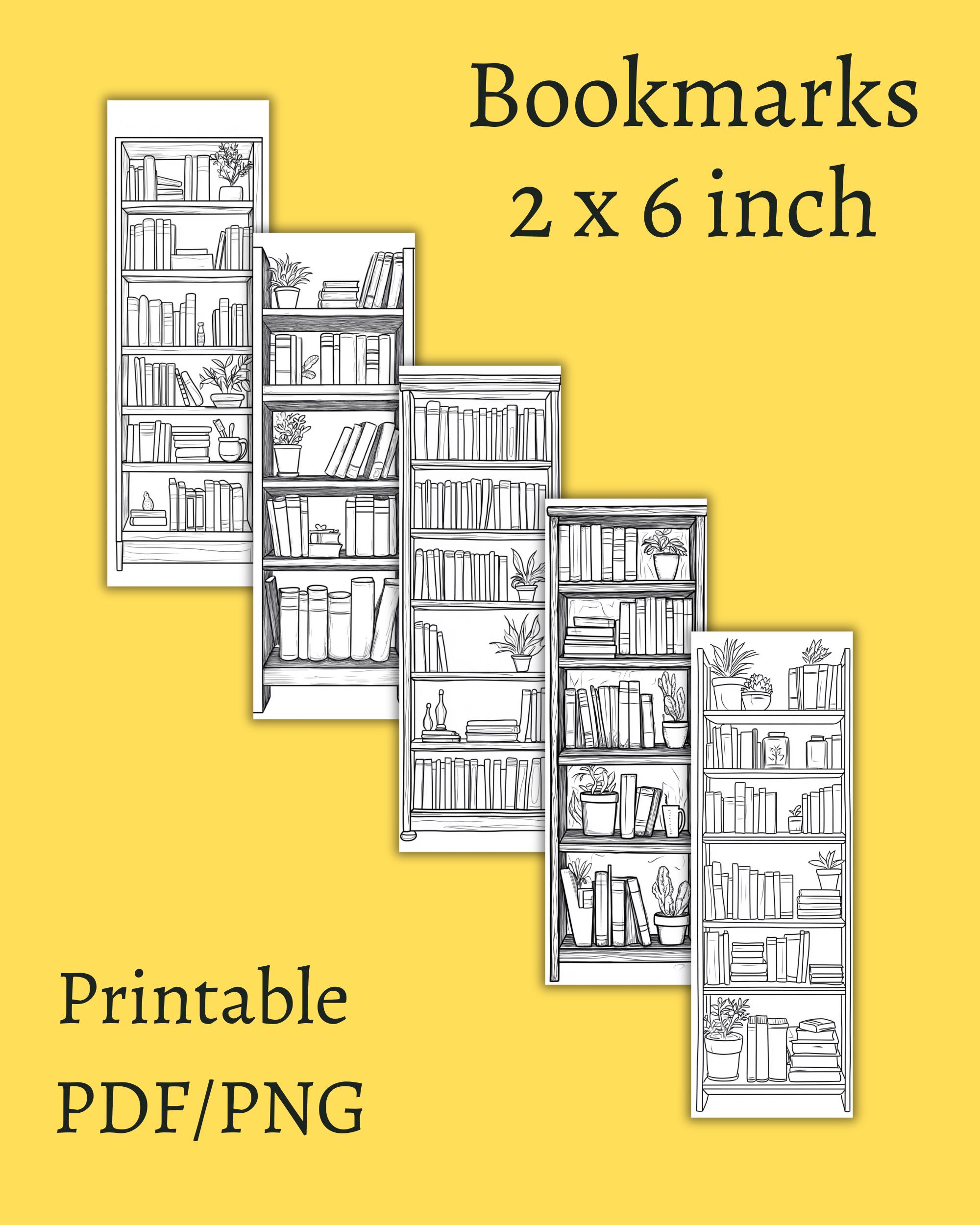 Printable 10 X Bookcase Coloring Bookmarks, Instant Download PDF/PNG - Etsy