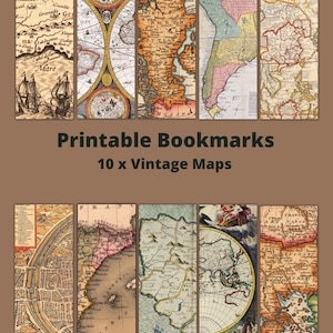 Printable 10 X Vintage Maps Bookmarks, Instant Download PDF - Etsy