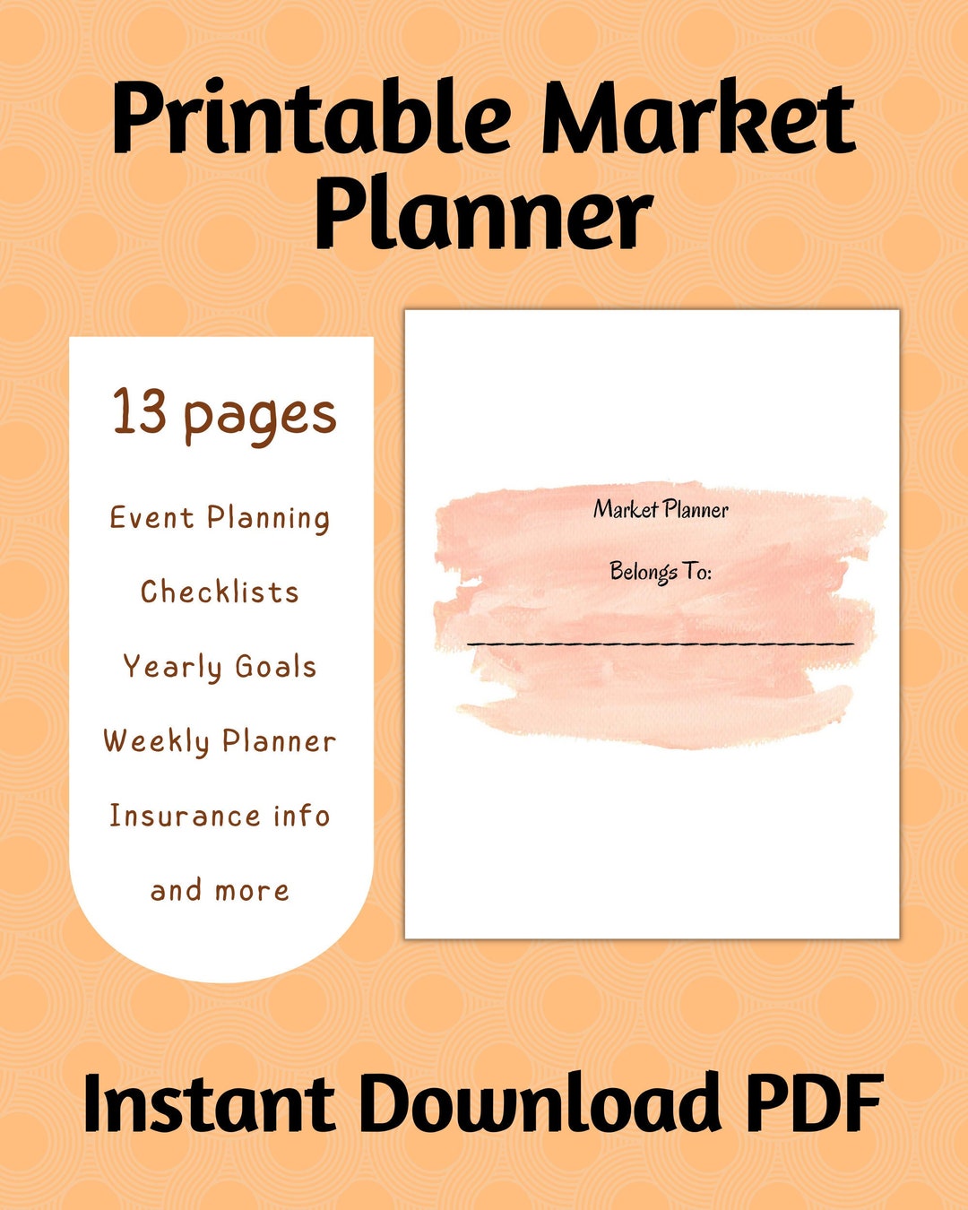 Printable Market and Fairs Planner, Craft Show Planner, Instant ...